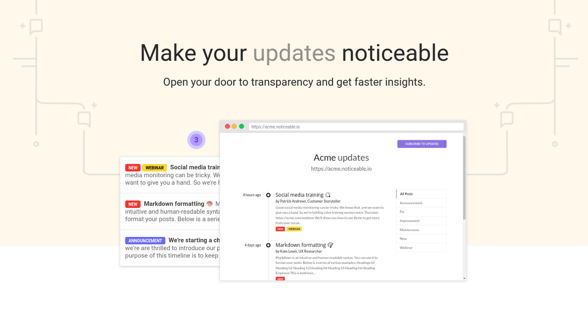 Noticeable | The best way to announce news, features, and improve user ...
